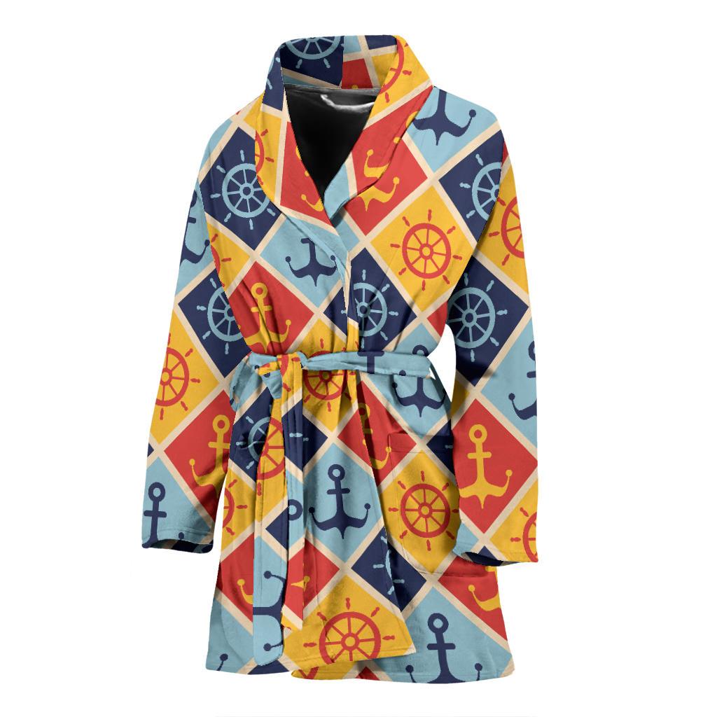 Nautical Pattern Design Themed Print Women Bathrobe – JTAMIGO
