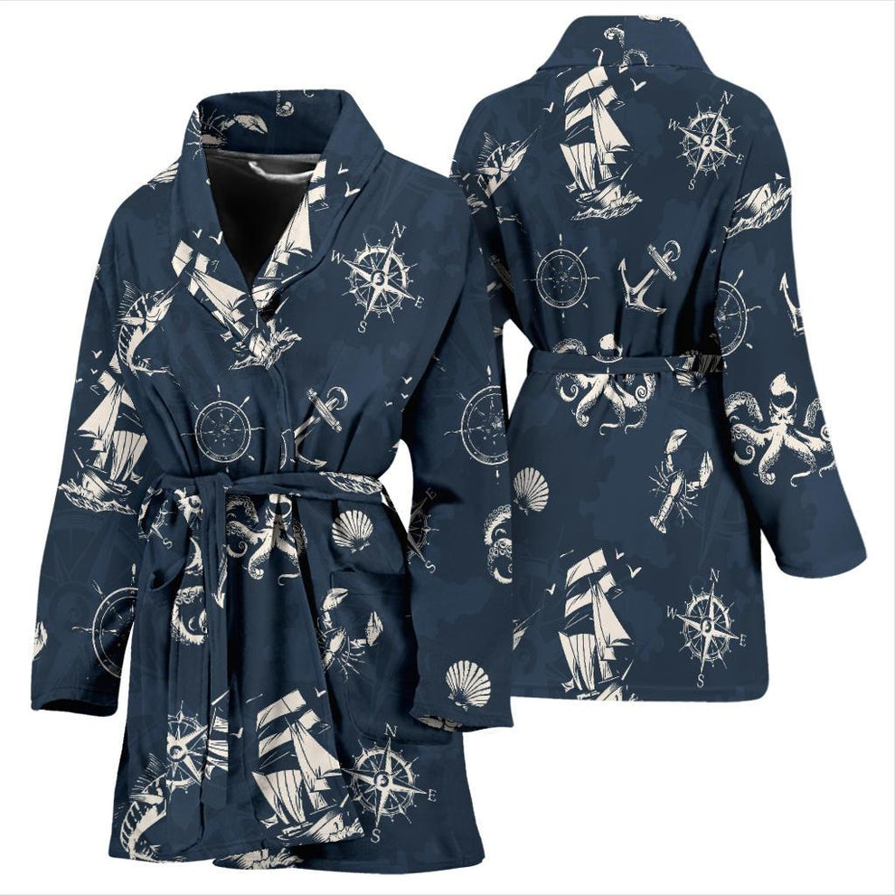 Nautical Sea Themed Print Women Bathrobe – JTAMIGO
