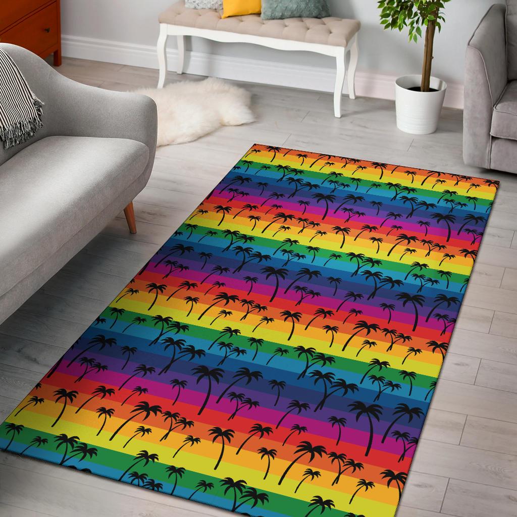 Palm Tree Rainbow Themed Print Area Rugs – JTAMIGO