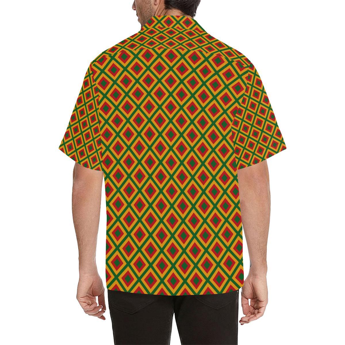 Rasta Reggae Color Cross Men's Hawaiian Shirt - JTAMIGO