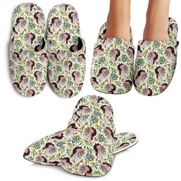 Rooster Print Design House Slippers - JTAMIGO