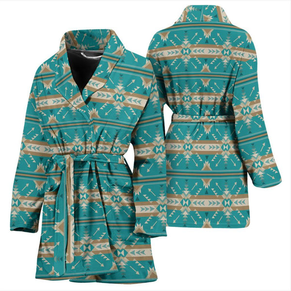 Southwest Native Design Themed Print Women Bathrobe - JTAMIGO