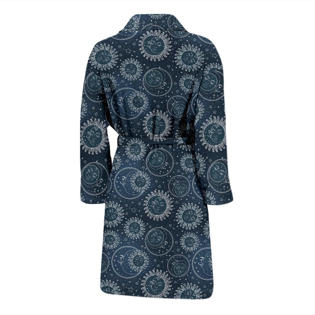 Sun Moon Tattoo Design Themed Print Men Bathrobe - JTAMIGO