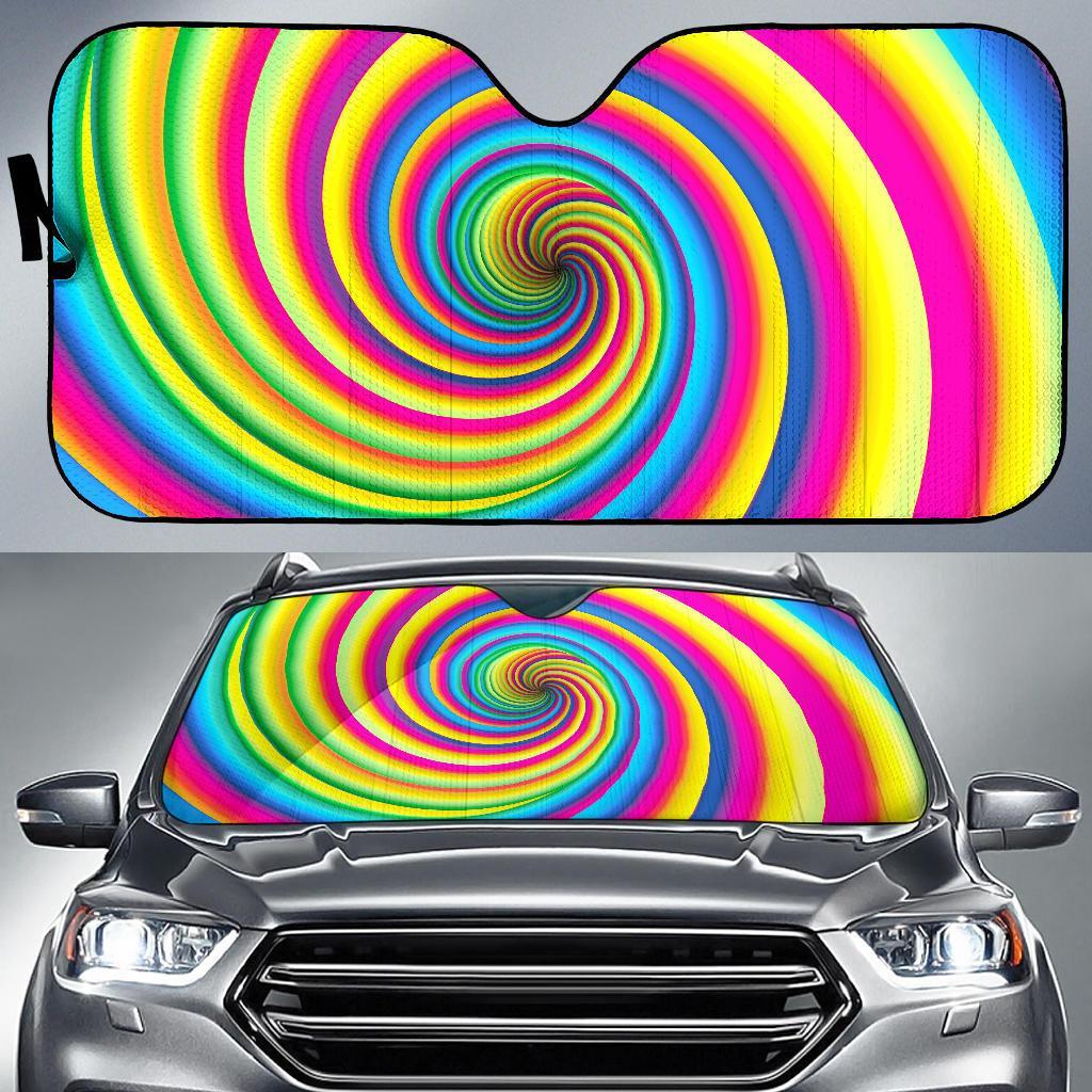 Vortex Twist Swirl Rainbow Design Car Sun Shade For Windshield - JTAMIGO